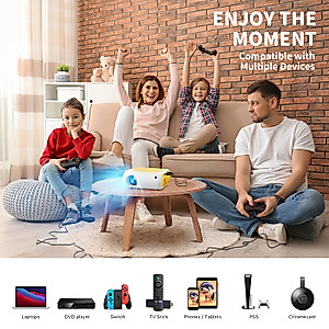 Mini Projector, Uyole Portable Movie Projector for Cartoon, Kids Gift, Small Pico Projector, Outdoor Movie Projector Compatible with iPhone,TV Stick, HDMI, AV, USB, Laptops for Home Theater Movie