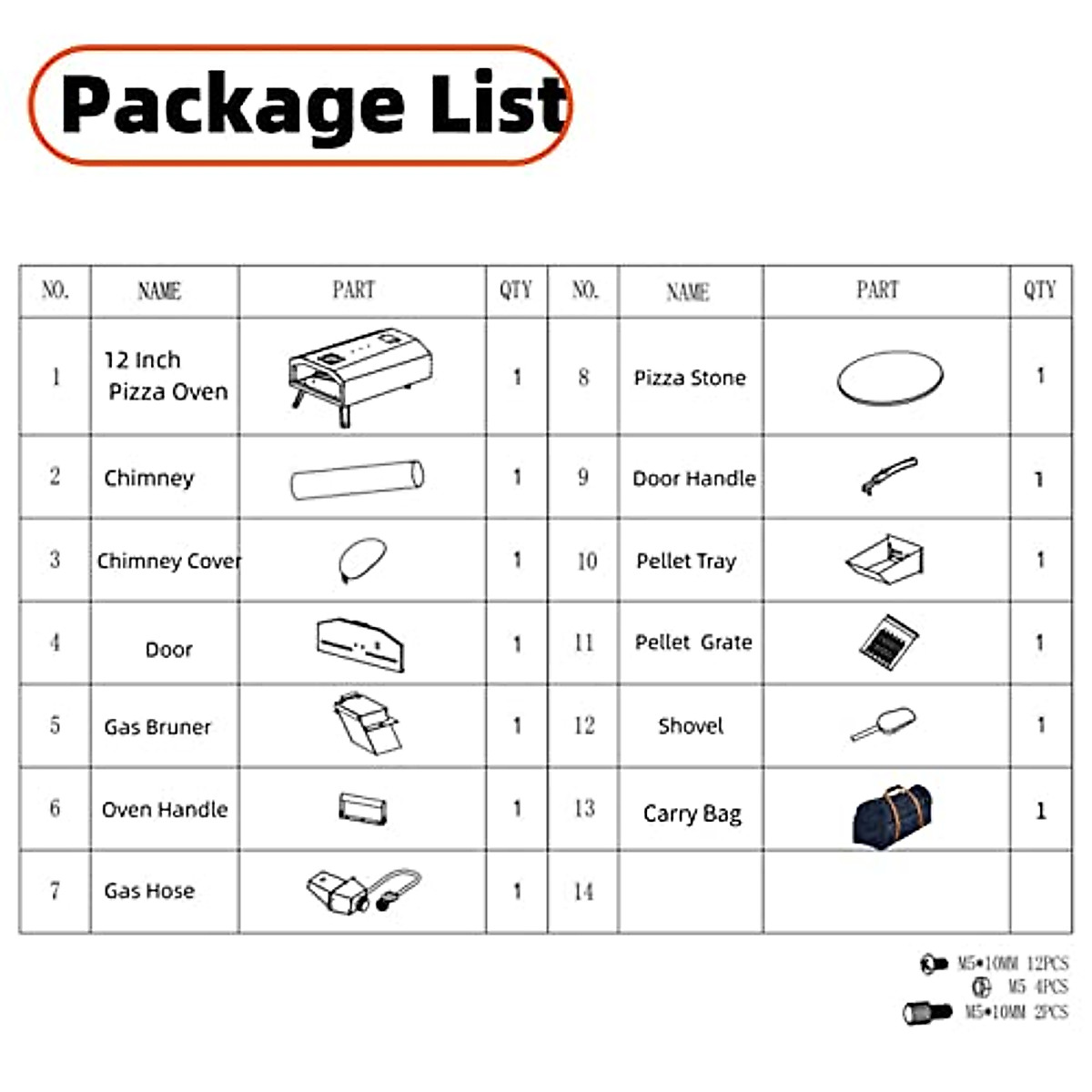 VEVOR Multi-fuel Outdoor Pizza Oven, 12-inch Gas & Wood Fired Pizza Maker with Auto Rotatable Stone, Portable Pizza Ovens for Outside Backyard Camp, Carry Cover, Shovel, CSA Certified, Black