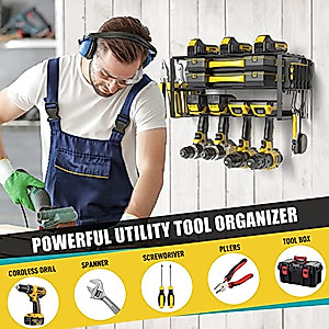 Kototen Power Tool Organizer, Drill Holder Wall Mount, Heavy Duty Garage Tool Storage Rack, Utility Storage Rack for Cordless Drill & Charging Station & Screwdriver