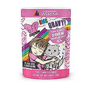Weruva B.F.F. OMG - Best Feline Friend Oh My Gravy!, Tuna & Duck Devour Me with Tuna & Duck in Gravy Cat Food, 3oz Pouch (Pack of 12)
