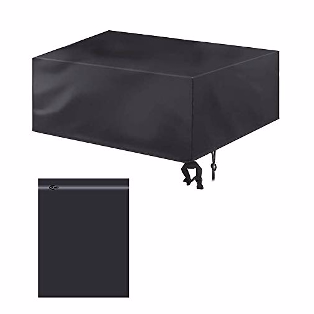 Bigzzia Patio Furniture Set Cover, Rattan Cube Set Cover 420D Oxford Fabric Patio Table Cover Windproof Anti-UV with 4 Fixing Buckles for Garden Tables Chairs (126x126x74cm/49.6x49.6x29.1)