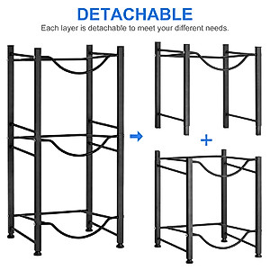 MOOACE 3-Tier Water Jug Rack, 5 Gallon Detachable Water Bottle Holder for Kitchen, Office, Home, Black