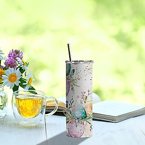 Tumbler with Lid and Straw Easter Egg Thermos Coffee Travel Mug Cute Cups 20 oz Insulated Tumbler for Daily Holiday Decor Gift Coffee Cup