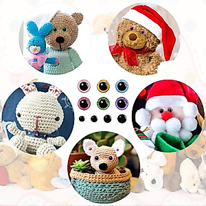 MUCUNNIA Upgraded Glitter Safety Eyes 324 Pcs 6-24mm Safety Eyes for Crocheting with Washers and Size Tools Large Crochet Safety Eyes for Amigurumi Gift for Crochet Lovers Halloween Decorations