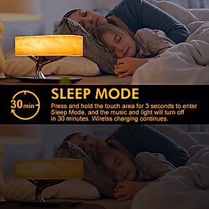 Bonsai Tree Lamp 10W Fast Wireless Charger Bedside Lamp with Wireless Charging Lamp with Bluetooth Speaker, Stepless Dimming, Touch Control