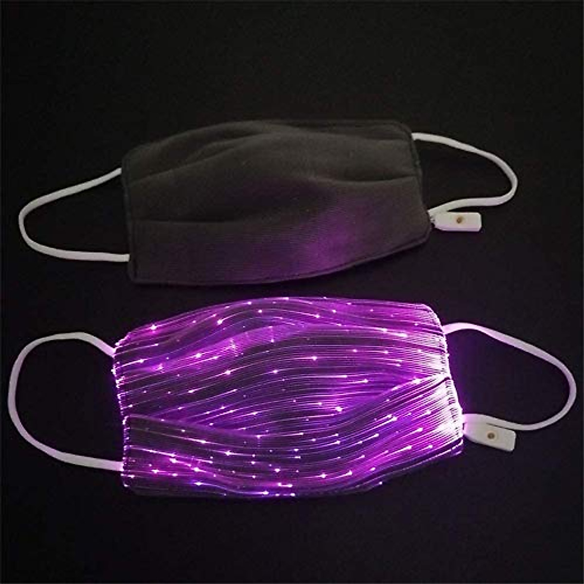 Red Urchin 7 Color Lights LED Light Up Face Mask Glowing Luminous Dust Mask for Party Festival Rave Dancing Includes Rechargeable USB Battery (Black)