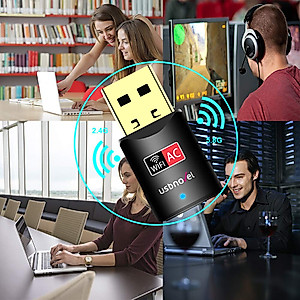 AC600Mbps Dual Band Wireless Network Adapter, 5G/2.4G WiFi Adapter for Desktop PC Laptop Supports Windows11/10/8/8.1/7/Vista/XP, Mac OS 10.9-10.15