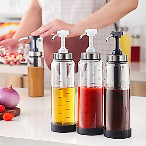 Containers for Food Bbq Sauce Bottle Glass Pump Dispenser Mini Food Coffee Syrup Dispenser Food Containers Squeeze Bottles for Sauces Coffee Syrup Bottles Syrup Pump Tomato Castor