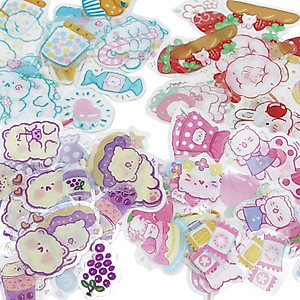 Aimeio Super Cute Cartoon Animals Transparent PVC Stickers for Diary Calendar Albums Decoration Scrapbook Planner Journal Child DIY Toy School Office Supplies,4 Pack