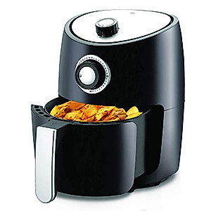 NutriChef Oven 2 Quart-1000w Power Oilless Dry Machine Large Capacity Family Size Air Fryer Removable Deep Non-Stick Teflon Fry Basket, Roasting Plate PKAIR, avarage, Black