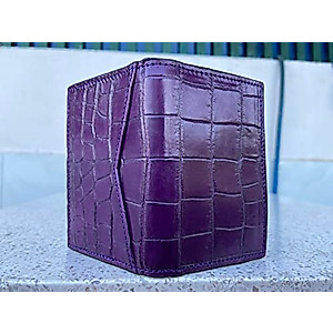 Double side Purple Crocodile Alligator leather skin Credit Cardholder, leather credit cardcase, leather creditcard cover