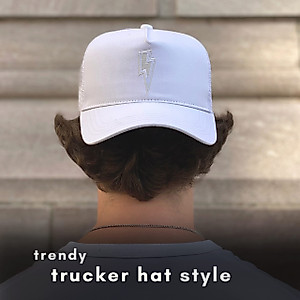 Trucker Hat - 2 Pack | Cotton Embroidered Cap | Smiley Face Hat | Preppy Trendy Vintage Retro Hats | Unisex Men Women Baseball Cap | Mesh Adjustable Snapback | Black + White | B&W Pack