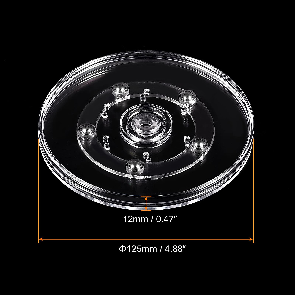 MECCANIXITY 5inch Rotating Swivel Stand with Steel Ball Bearings Lazy Susan Base Turntable for Kitchen Corner Cabinets, Clear Pack of 3