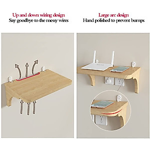 AVEEWA WiFi Router Storage Box Punch-Free Wireless Router Storage Bo Wooden Wall-Mounted Router Shelf WiFi Cat Rack Shielding Box Wall Hanging Decoration