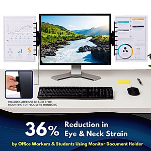 Note Tower Monitor Document Paper Holder for Typing - Sticky Note Organizer - Mounts to Laptops & Desktop Monitors, Reduces Eye and Neck Strain - Black