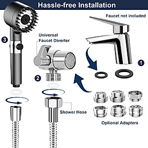 Sink Hose Sprayer Attachment for Faucet - Tub Faucet Sprayer Attachment with 6 Adapters for Hair Washing, Pet Dog Rinse, Baby Bath, ON/OFF Hose Extension for Laundryroom, Bathroom, Utility Sink