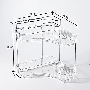CICUFY 2-Tier Acrylic Corner Makeup Organizer Stylish Counter Organizer for Vanity and Bathroom Countertop - White Clear
