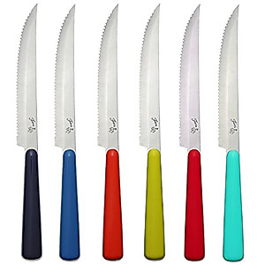 Cambridge Silversmiths Fiesta 6 Piece Merengue Steak Knives, 0
