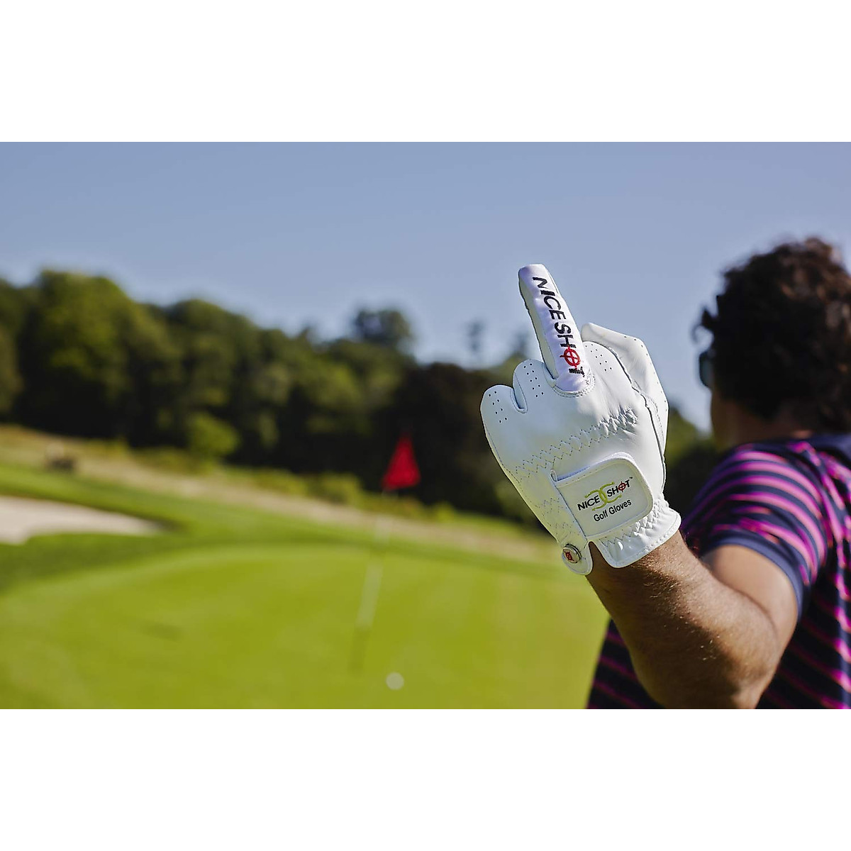 Nice Shot The Bird Golf Glove in White Cabretta Leather Men's Right Hand - XLarge