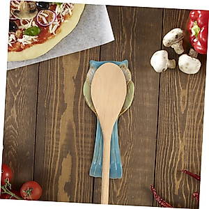 Yardwe Owl Spoon Holder Decorating Tools Buffet Serving Utensils Soup Spoons Ceramic Utensil Rest Dish Ceramic Ladle Rest Owl Spoon Rest Ceramic Scoop Holders Ceramic Spoon Rest Blue Fork
