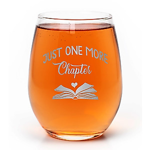 Promotion & Beyond Just One More Chapter Reader Gift, Book Lover, Book Club Gift Stemless Wine Glass for Moms Aunts Sisters Friends Colleagues