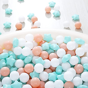 Ball Pit Balls Play Balls for Babies, Small Balls Stars for Kids Playpen Plastic Balls for Babies Ball Pool Puppy Playballs, Orage Pink Green White