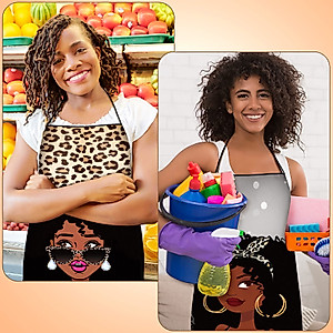 3 Pieces African Women Aprons Waterproof Black Girl Apron Adjustable African American Aprons Black Women Aprons Art Aprons Bib Mothers Day Gifts for Baking Gardening Cooking, 35.43 x 23.62 Inch