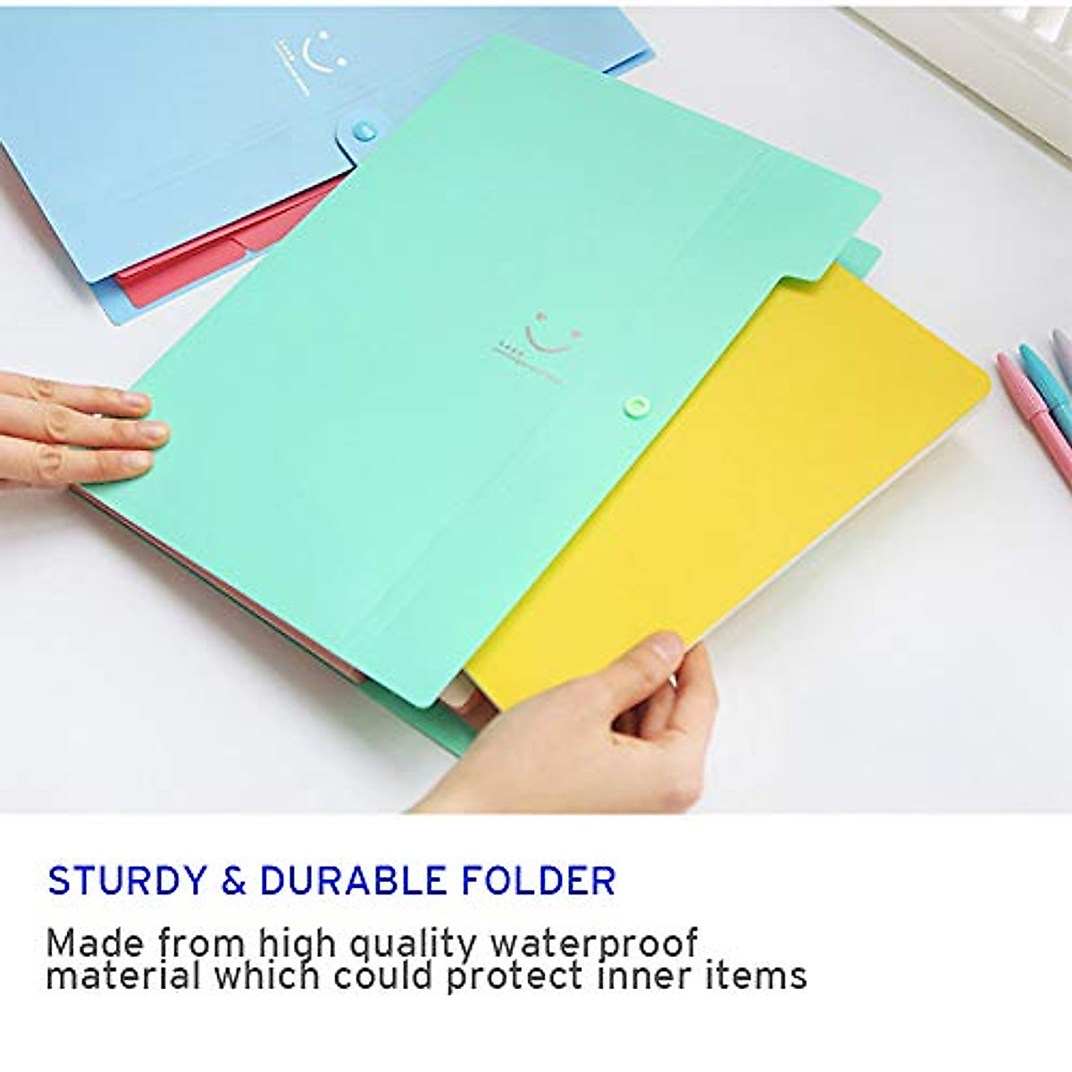 Expanding File Folders, Plastic A4 Letter Size Document Organizer with File Folder Labels for School Office Home (Yellow)