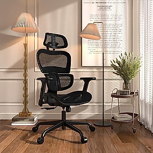 SUNNOW Ergonomic Mesh Chair with 3D Lumbar Support, Adjustable Headrest & Sliding Armrest, Swivel Executive Computer High Gaming Chairs for Home Office Work