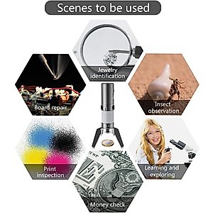 Jiusion WiFi USB Digital Handheld Microscope, 50 to 1000x Wireless Magnification Endoscope 4K 3840x2160P Camera 8 LEDs with Metal Stand for iPhone iPad Android Mac Windows Linux Chrome