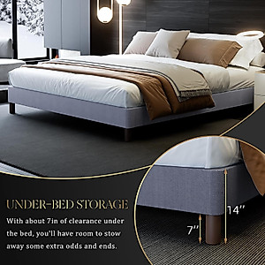 SUMELL Full Size Bed Frame - 14 Inch Platform Bed Frame,Tool-Free Assembly Mattress Foundation/Wooden Slats Support/No Box Spring Needed/No Noise,Gray