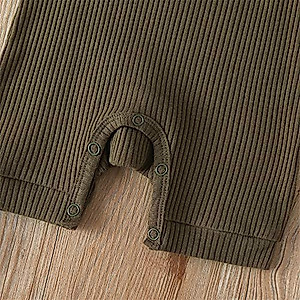 iddolaka Unisex Newborn Baby Boy Girl Short Sleeve Button Romper Jumpsuit One-Piece Outfits Solid Color Clothes (Green, 3-6Months)