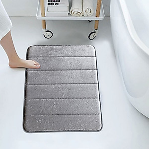 Memory Foam Bath Mats, Bathroom Rugs Memory Foam, Super Absorbent Soft Bath Mat Rug, Non Slip Waterproof Quick Dry Washable Pink Bathroom Mat Rug, Tapete para Baño, Alfombra De Baño, 17" x 24"