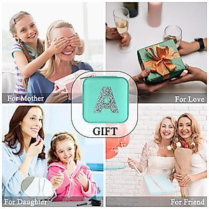 Parima Travel Jewelry Case Box - Small Organizer Holder Necklace Ring Earrings Essential Personalized Birthday Gifts for Women Teenage Teen Girl Her Mom Teacher Initial Y, Blue