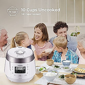 Cuckoo CRP-P1009SW 10 Cup Electric Heating Pressure Cooker & Warmer – 12 Built-in Programs, Glutinous (White), Mixed, Brown, GABA Rice, [1.8 liters]