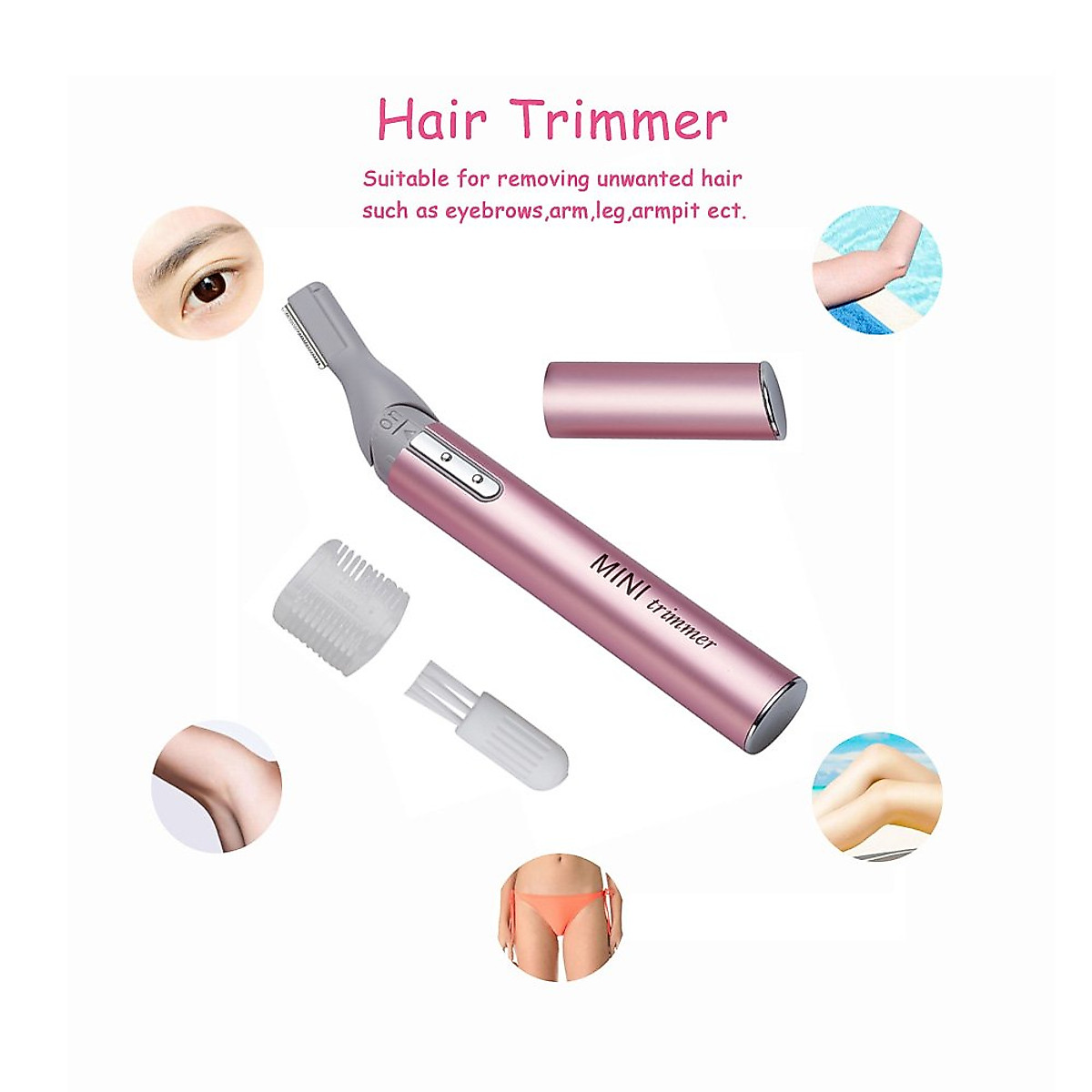 Tongtletech Mini Rotatable Lady Shaver Electric Bikini Facial Precision Trimmer Eyebrow Shaper Razor Kit Underarm Leg Body Hair Remover(Battery Operated) …