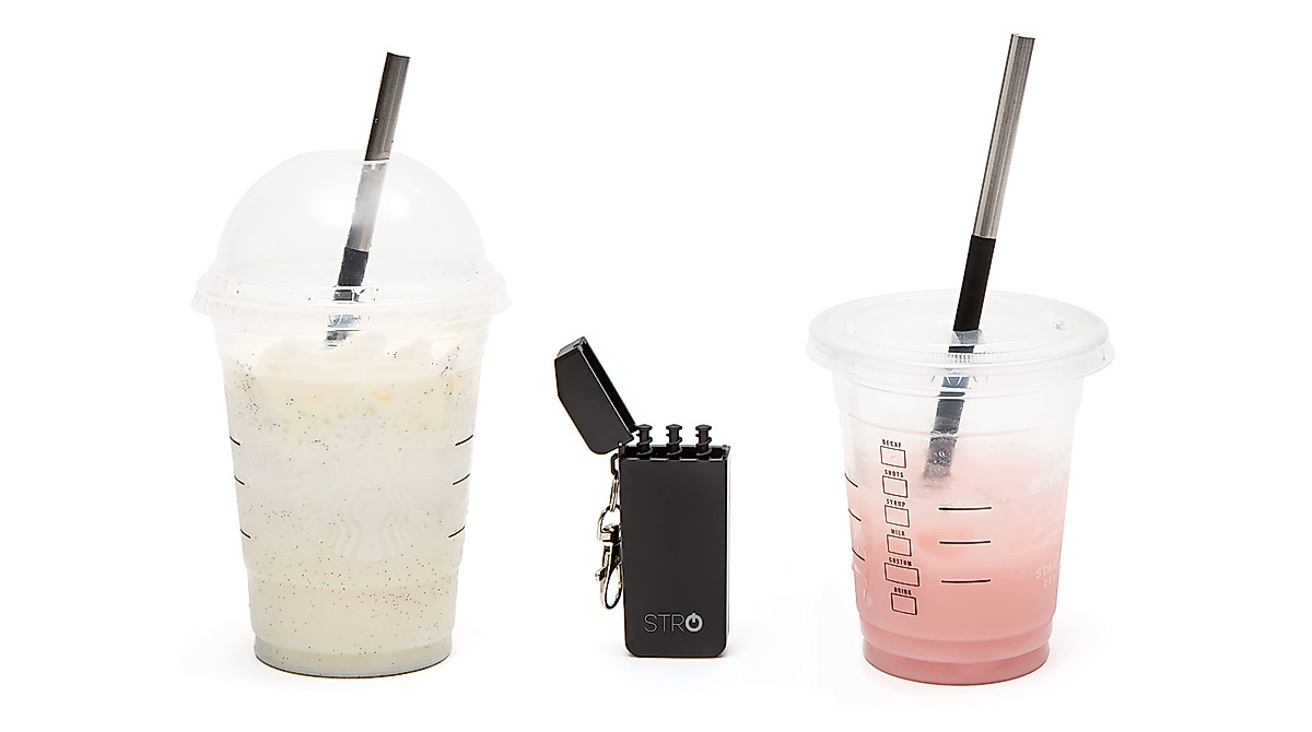 STRO Portable Reusable Metal Straw with Travel Case & Built-in Cleaning ...