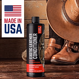 Exotic Leather Conditioner for Boots - Made in USA Leather Cleaner Specially Formulated to Clean & Condition Your Reptile & Exotic Skins - Snakeskin Conditioner - Crocodile Leather Conditioner - 8oz