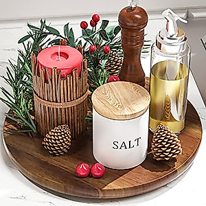 Lazy Susan Turntable for Cabinet - 9.85" Acacia Wood Lazy Susan Organizer for Kitchen Countertop Pantry Coffee Table, Vanity Tray for Perfume Dresser Tops Bathroom Counter Home Decoration