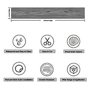 CHIHUT 36 Pack Bathroom Floor Tiles Peel and Stick Waterproof Laminate Flooring Planks 6''x36'' Removable Wood Vinyl Plank Flooring Self Adhesive Vinyl Tile for Living Room Bedroom Kitchen RV DIY