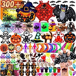 300 PCS Halloween Party Favors for Kids,Halloween Toys Bulk,Halloween Goodie Bag Fillers,Halloween Favors for Kids Classroom Prize