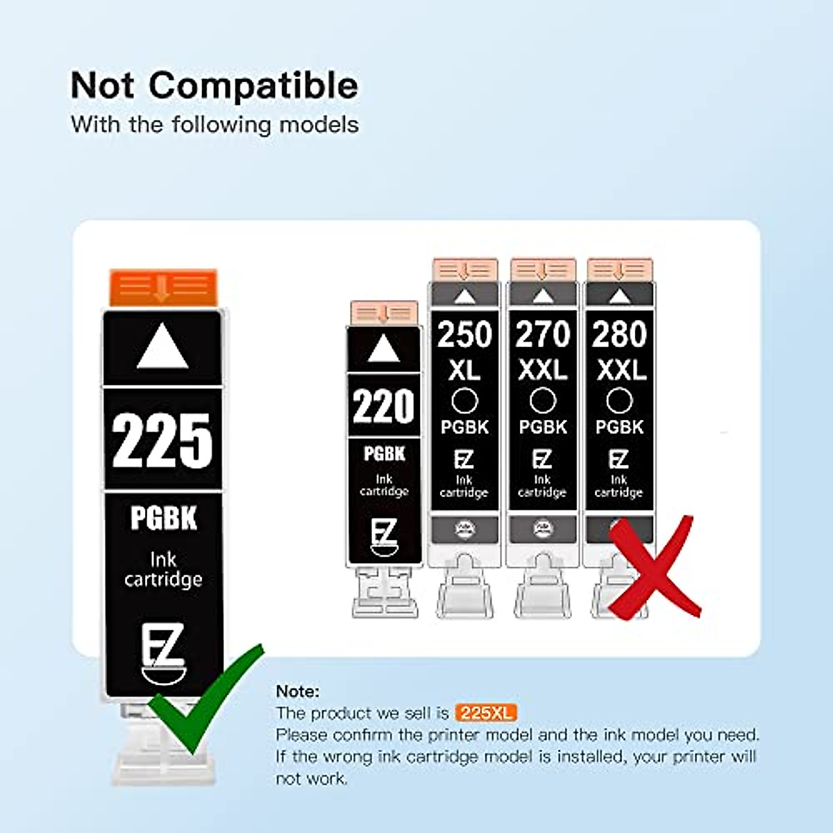 E-Z Ink (TM Compatible Ink Cartridge Replacement for Canon PGI-225 PGI225 Compatible with PIXMA MX882 MX892 MG5320 MG6220 MG5220 MG6120 MG8220 MX712 IP4820 IP4920 IX6520 Printer (Large Black, 4 Pack)