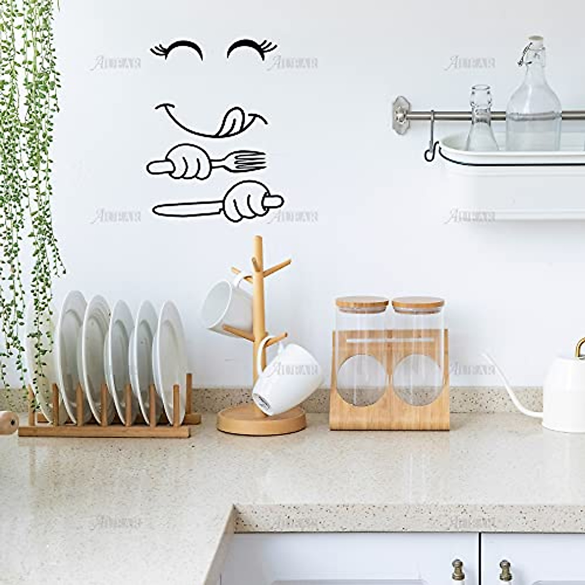 AUEAR 2 pc Cute Sticker Fridge Happy Delicious Face Kitchen Fridge Wall Refrigerator Vinyl Stickers Cute Stickers