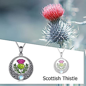 DAYLINLOVE Scottish Thistle Necklace Sterling Silver Scottish Celtic Knot Pendant Scottish Thistle Pendant Jewelry for Women