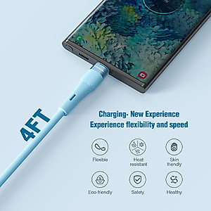 Nillkin USB C to USB C Cable, [Liquid Silicone, 4FT], 60W Type C Fast Charging Cable for iPhone 15/15 Pro/15 Plus/15 Pro Max, Samsung Galaxy S23, iPad Pro 2021, iPad Air 4, MacBook Pro 2020 Purple