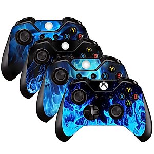4PCS Vinyl Decal Skin Sticker Protective Cover Skin for Xbox One Controller(Flame)