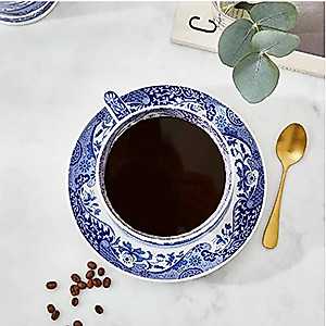Blue Italian Teacups and Saucers | 7 Oz Cups for Coffee, Tea, and Hot Cocoa | Fine Earthenware | Microwave and Dishwasher Safe | Made in England