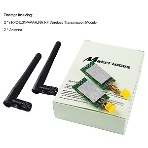MakerFocus 2pcs nRF24L01P+PA+LNA RF Wireless Transmission Module 2.4GHz ML01DP5 22dBm 100mW 2300M Measured Distance SPI Interface with Antenna Anti Theft Anti-Interference
