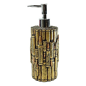 Ebros Gift Rustic Western Military Style Spherical Rifle Ammo Rounds Shells Gold Tone Bullets Bathroom Accessory (Liquid Soap Pump Dispenser, Tumbler Cup, Soap Dish and Toothbrush Holder Set of 4)