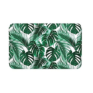 Bathroom Rugs Tropical Palm Leaves,Bath Mat Set Soft Anti-Slip Shower Bathroom Toilet Cover Rugs